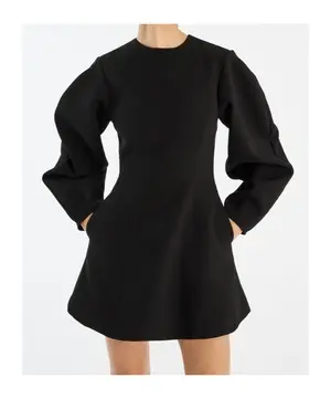 ROTATE BY BIRGER CHRISTENSEN Voluminous Sleeve Crewneck Dress