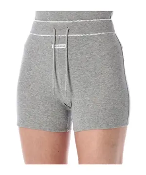 MARINE SERRE Ribbed Jersey Drawstring Mini Shorts - Grey