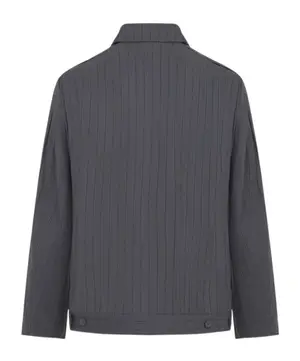 Y3 Zip-up Blouson Jacket With Pinstripe Pattern