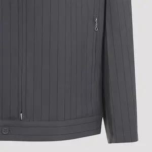 Y3 Zip-up Blouson Jacket With Pinstripe Pattern