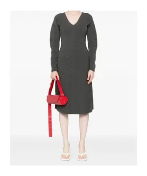 TWINSET Textured-knit V-neck Mini Dress