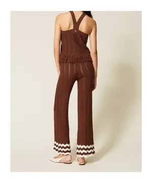 TWINSET Knitted Trousers With Tasseled Hem