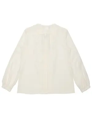 Max Mara Ruffled Round Neck Long Sleeve Top - White