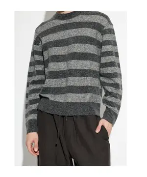 Officine Générale Striped Crew Neck Sweater - Black
