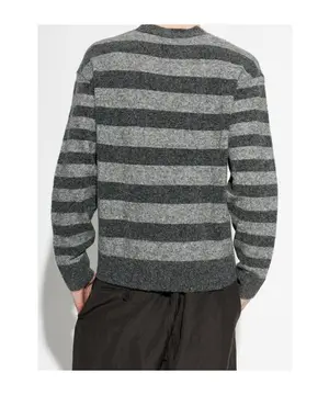 Officine Générale Striped Crew Neck Sweater - Black