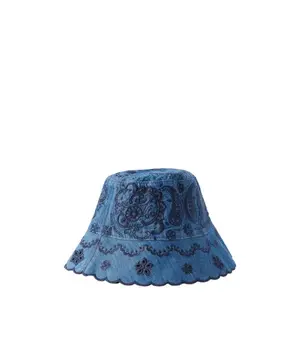 Zimmermann Embroidered Denim Bucket Hat - Blue