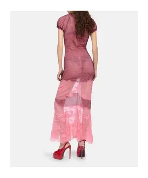 Attico Lace Midi Dress - Black/pink