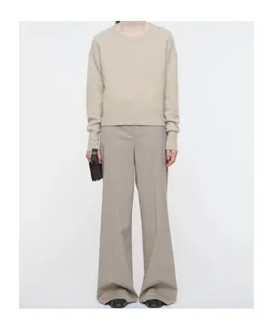 JOSEPH Crew Neck Knitwear With Drop Shoulder And Ribbed Details