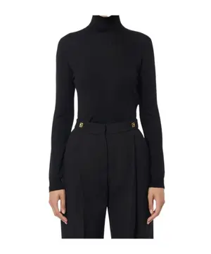 Elisabetta Franchi Micro Logo Jacquard High Neck Jumper - Black