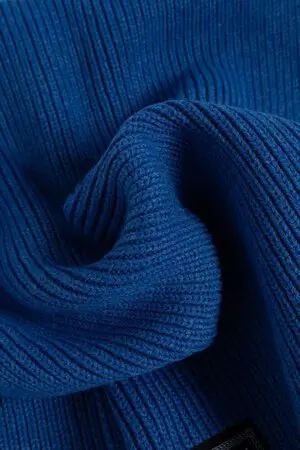 Versace Logo Patch Ribbed-knit Scarf - Blue