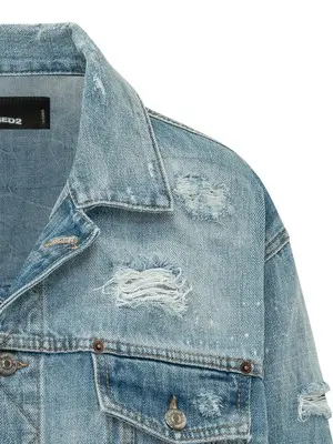 Dsquared2 Cropped Denim Jacket With Logo Belt