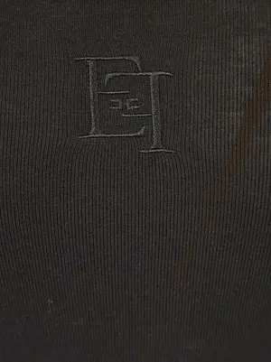 Elisabetta Franchi Ribbed Racerback Tank Top With Embroidered Logo