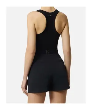 Elisabetta Franchi Ribbed Racerback Tank Top With Embroidered Logo
