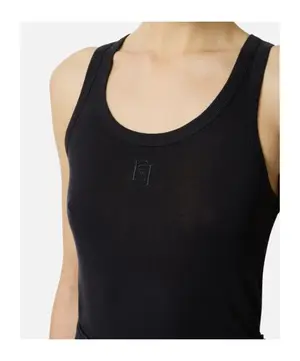 Elisabetta Franchi Ribbed Racerback Tank Top With Embroidered Logo
