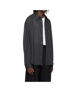WOOYOUNGMI Striped Long-sleeved Shirt - Black