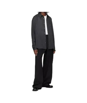 WOOYOUNGMI Striped Long-sleeved Shirt - Black