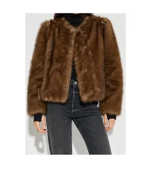 STAND STUDIO Sadie Faux Fur Jacket - Brown
