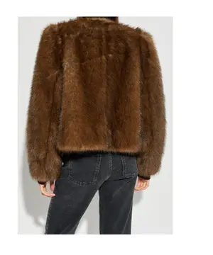 STAND STUDIO Sadie Faux Fur Jacket - Brown