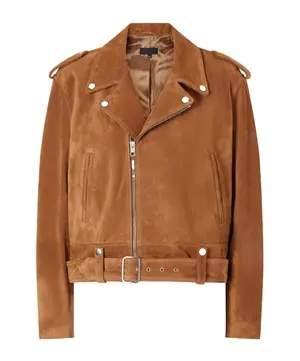 NILI LOTAN Suede Motorcycle Jacket - Tan