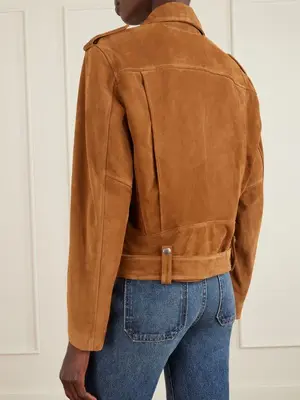 NILI LOTAN Suede Motorcycle Jacket - Tan