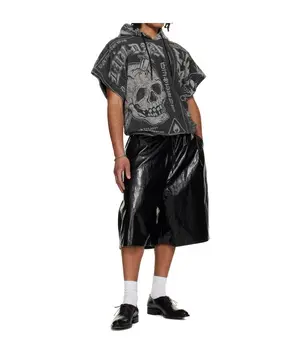 LU'U DAN Half-length Short-sleeved Hooded T-shirt