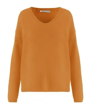 ALLUDE Cashmere V-neck Sweater - Orange