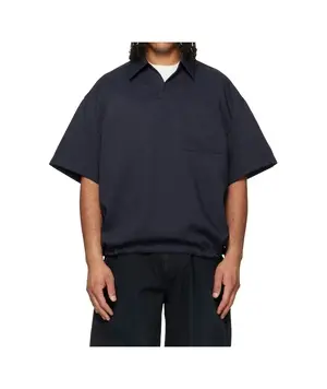 WOOYOUNGMI Twill Patch Pocket Polo Shirt - Black