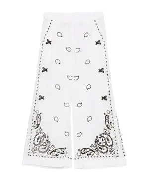 P.a.r.o.s.h Embroidered Wide-leg Trousers - White