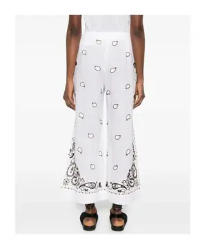 P.a.r.o.s.h Embroidered Wide-leg Trousers - White