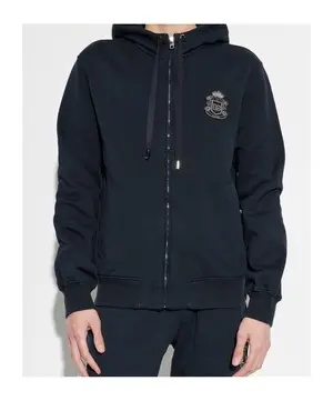 Dolce & Gabbana Heraldic Patch Drawstring Hoodie - Black