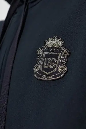 Dolce & Gabbana Heraldic Patch Drawstring Hoodie - Black
