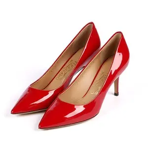 FERRAGAMO Patent Leather Pointed Stiletto High Heels - Red