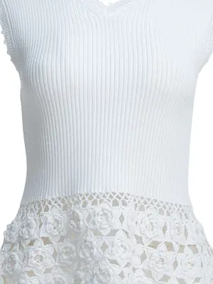 GANNI V-neck Sleeveless Crochet-hem Knit Top