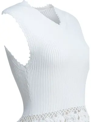 GANNI V-neck Sleeveless Crochet-hem Knit Top