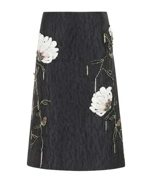 Simkhai Floral Midi Skirt - Black
