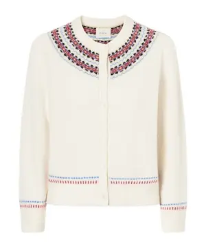 DÔEN Fair Isle Wool And Cashmere-blend Cardigan - White