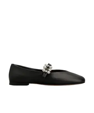 ROGER VIVIER Round Toe Mini Flower Buckle Ballet Flats