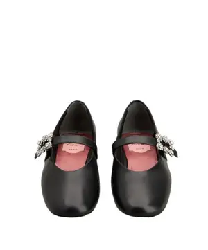 ROGER VIVIER Round Toe Mini Flower Buckle Ballet Flats