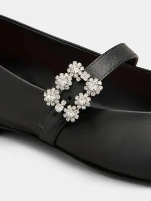 ROGER VIVIER Round Toe Mini Flower Buckle Ballet Flats