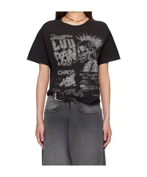 LU'U DAN Thrash Crew Neck T-shirt - Black