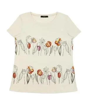 Max Mara Round Neck Printed Short Sleeve T-shirt