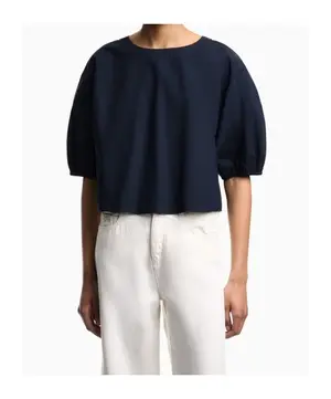 Emporio Armani Puff-sleeve Poplin Blouse
