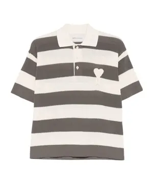 AMI Paris De Coeur Striped Polo - No