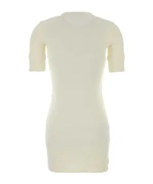 Chloé Buttoned Henley Mini Dress In Organic Cotton - Milk Color