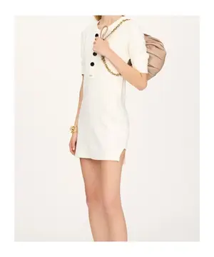 Chloé Buttoned Henley Mini Dress In Organic Cotton - Milk Color