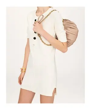 Chloé Buttoned Henley Mini Dress In Organic Cotton - Milk Color