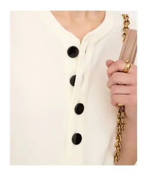 Chloé Buttoned Henley Mini Dress In Organic Cotton - Milk Color