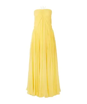 Cult Gaia Ritz Gathered Silk-chiffon Halterneck Maxi Dress - Yellow