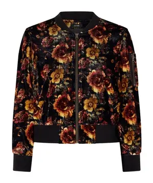 R13 Floral Print Velvet Bomber Jacket