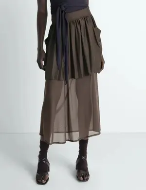LEMAIRE Pockets Draped Asymmetric Skirt - Mocha